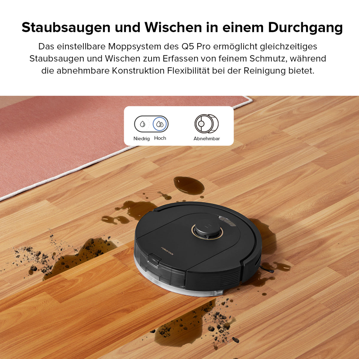Roborock Q5 Pro+ Saug- und Wischroboter mit Auto-Entleerungsstation ...